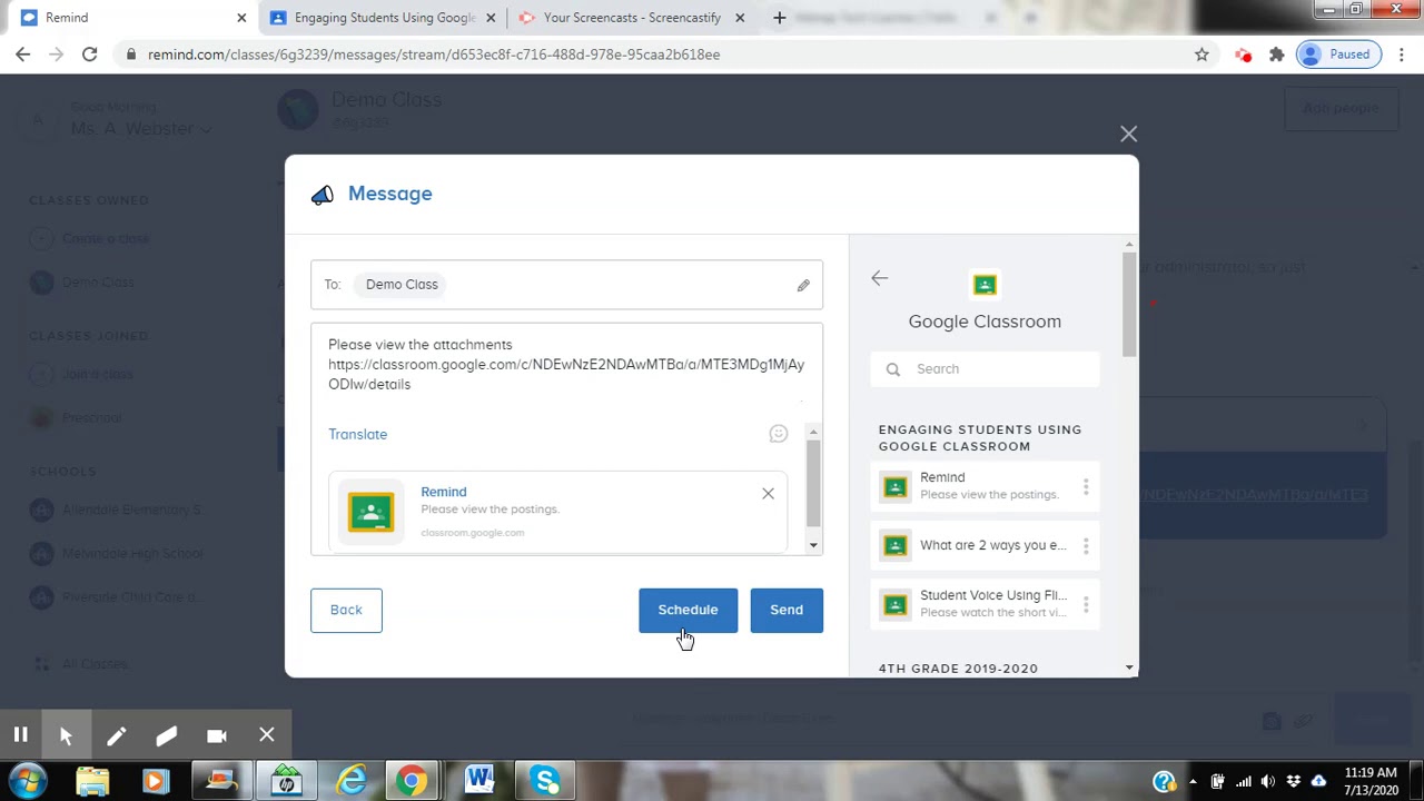 Remind: Integrating Remind into Google Classroom