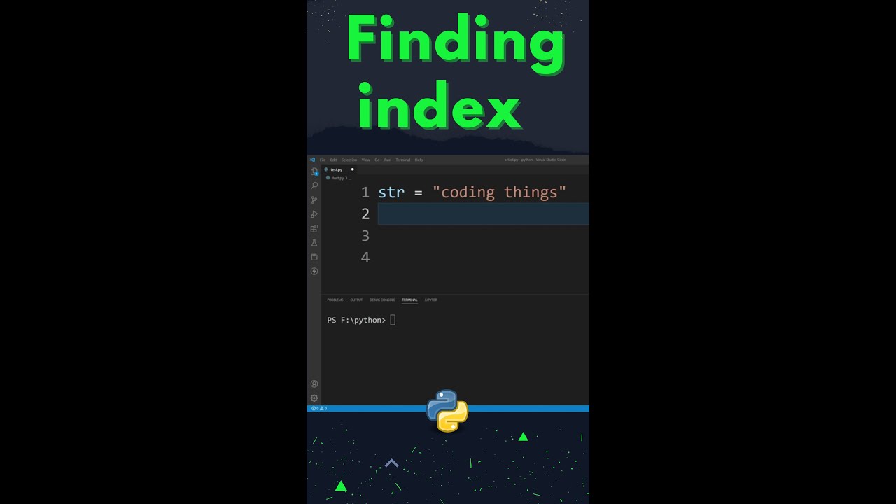 How To Find Index of a Particular Character in a String in Python ? #shorts