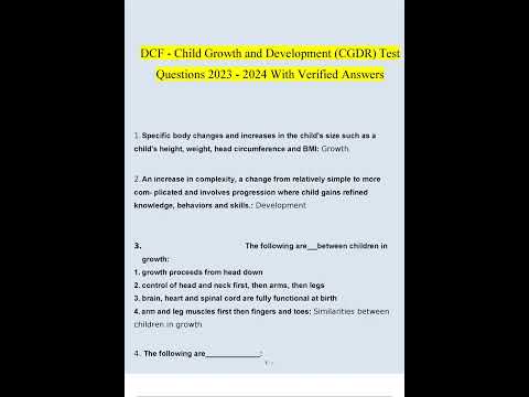 DCF Child Growth and Development CGDR Test Questions and Answers 2023 Verified Answers