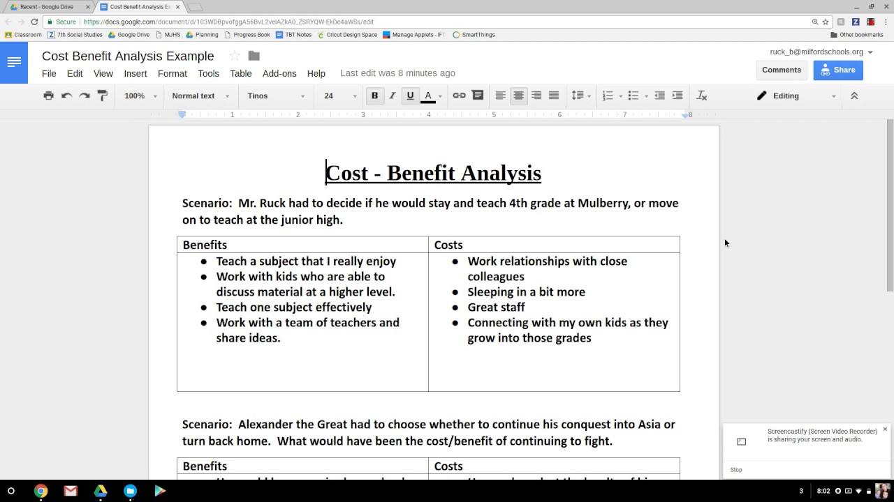 Cost Benefit Analysis Example