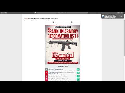 classic Firearms  Giveaway WIN A Franklin ArmoryReformation RS11 w/ Binary Trigger