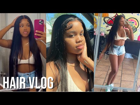 Hair Vlog: easy to install BONE STRAIGHT long closure wig | perfect summer wig ! ft.Tinashe