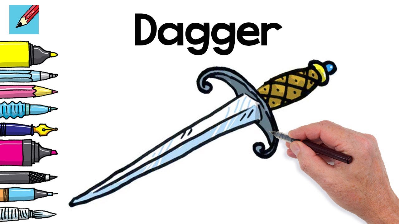 How to draw a Dagger real Easy - Spoken Instructions