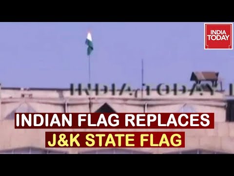 Indian National Flag Replaces J&K State Flag At Civil Secretariat In Srinagar