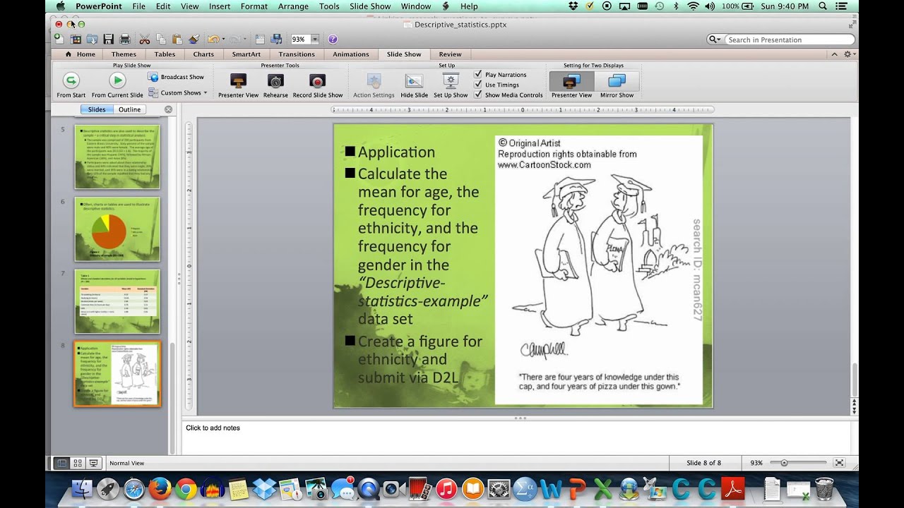 Descriptive statistics PowerPoint and example
