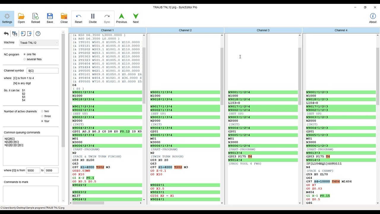 SyncEditor - G-Code Editor for Multi-Channel Machines