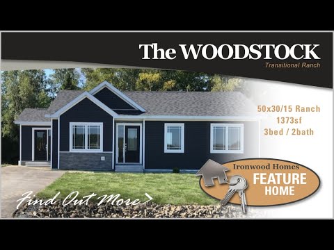 The WOODSTOCK: 50x30/15 Ranch - 1373sf / 3bed / 2bath