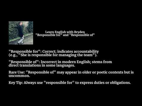 "Responsible for" and "Responsible of", Common English Grammar Errors (#46), Learn English