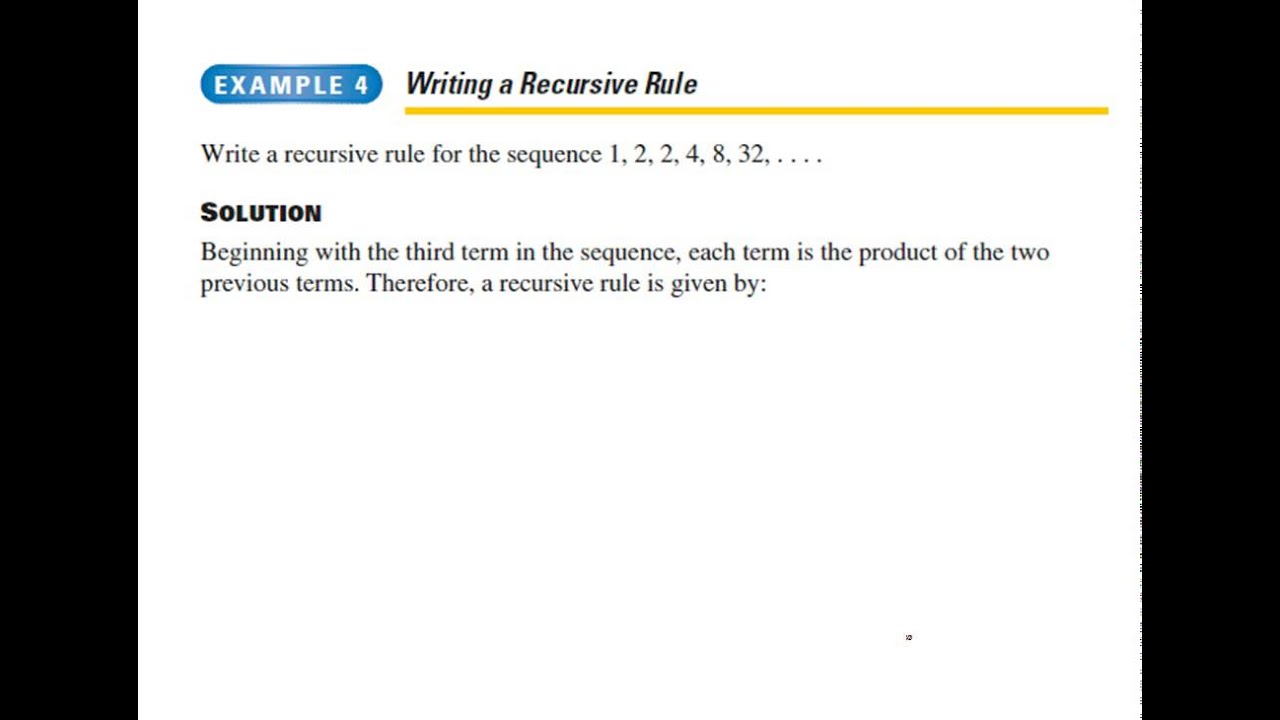 Algebra II - 12.5 Recursive Rules for Sequences