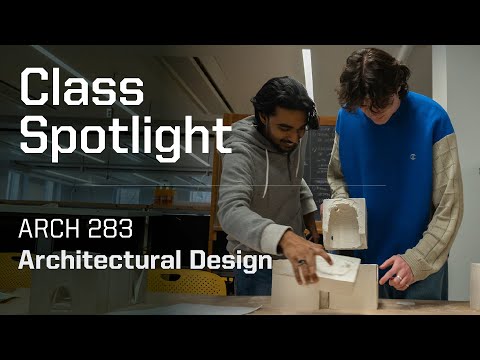 In an architecture studio students work with plaster and light