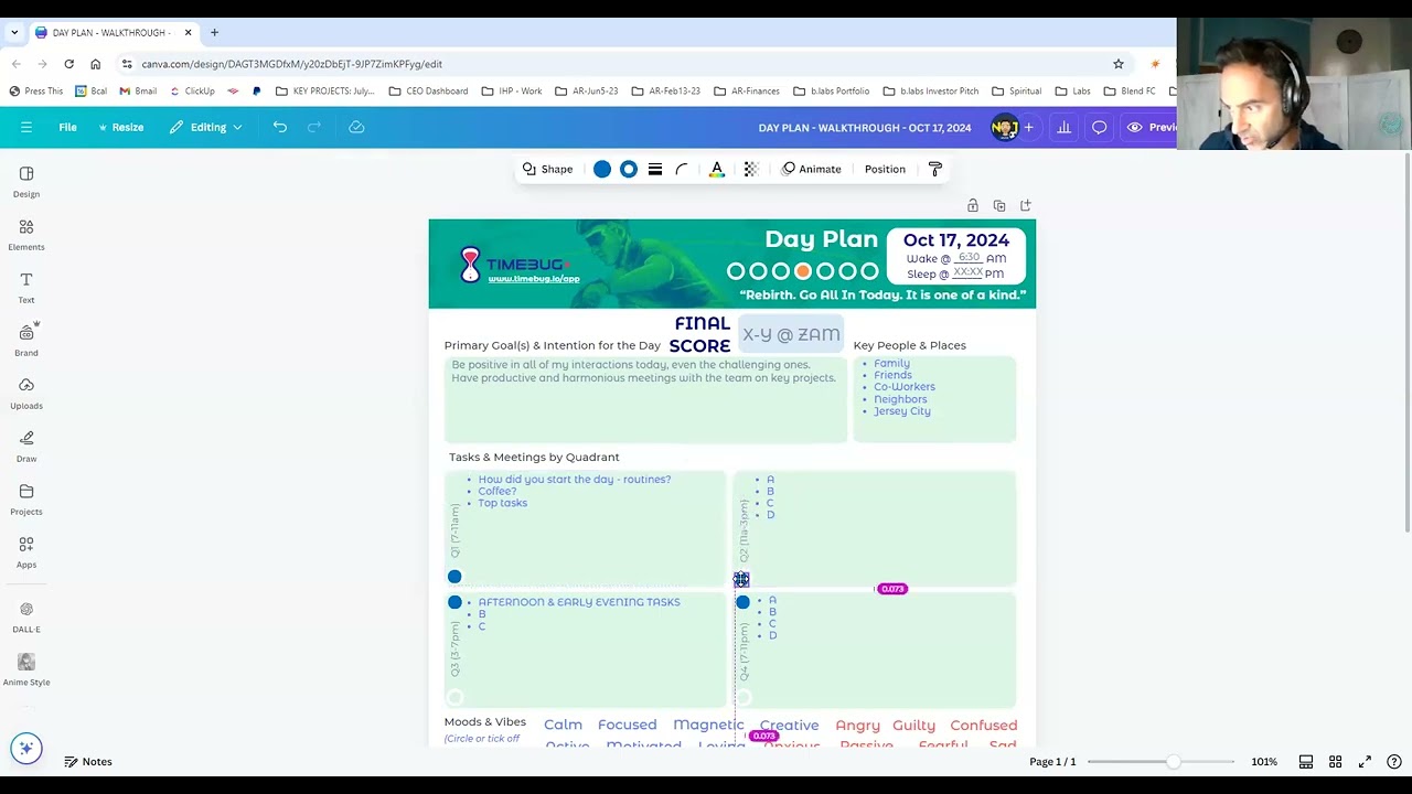 How to use Timebug's Day Plan 1-Pager PDF Template