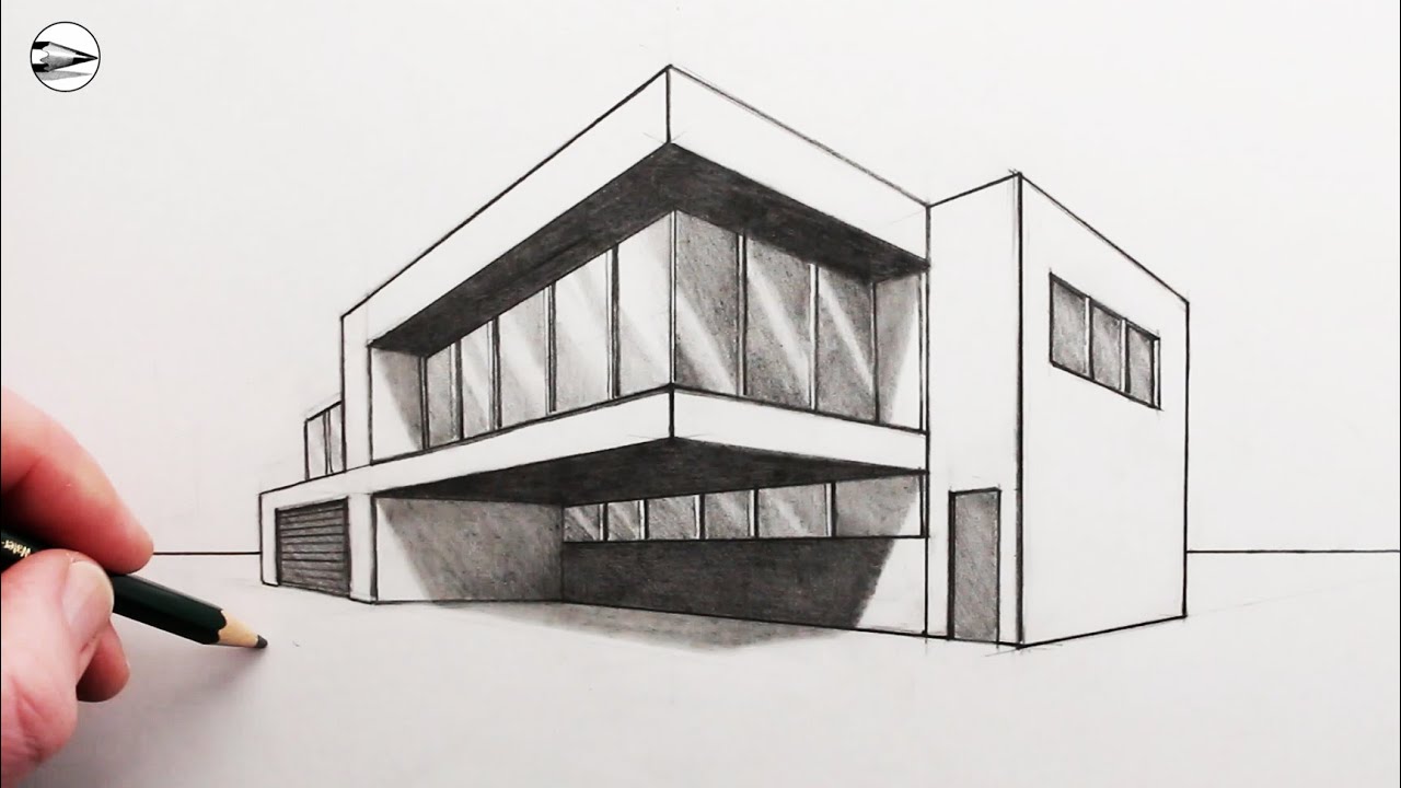 How to Draw a Modern House using Two-Point Perspective: Narrated Pencil Drawing