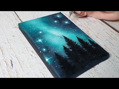 galaxy painting on black canvas / easy acrylic painting ideas for beginners ✨️