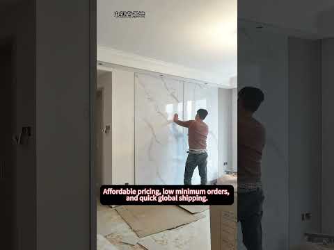 UV Marble Sheet Background Wall Installation | Custom Solutions & Fast Shipping #interiordesign