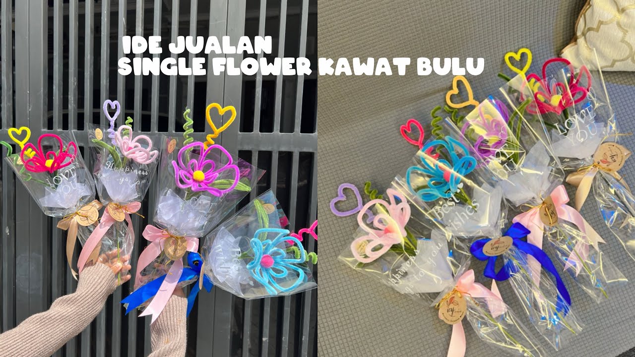 Tutorial membuat bunga kawat bulu | singke flower pipe cleaner