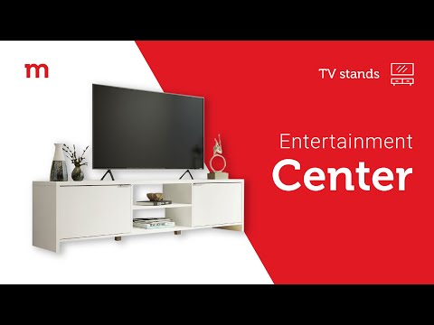 Madesa TV Stand for TVs up to 75", with Wire Management and 2 Storage Cabinets