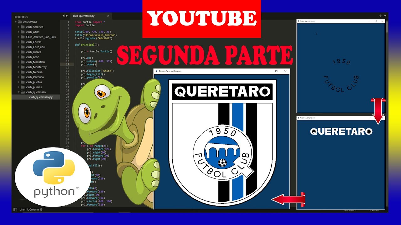 Dibujando con Python Turtle, Escudo Club Querétaro (2da Parte)