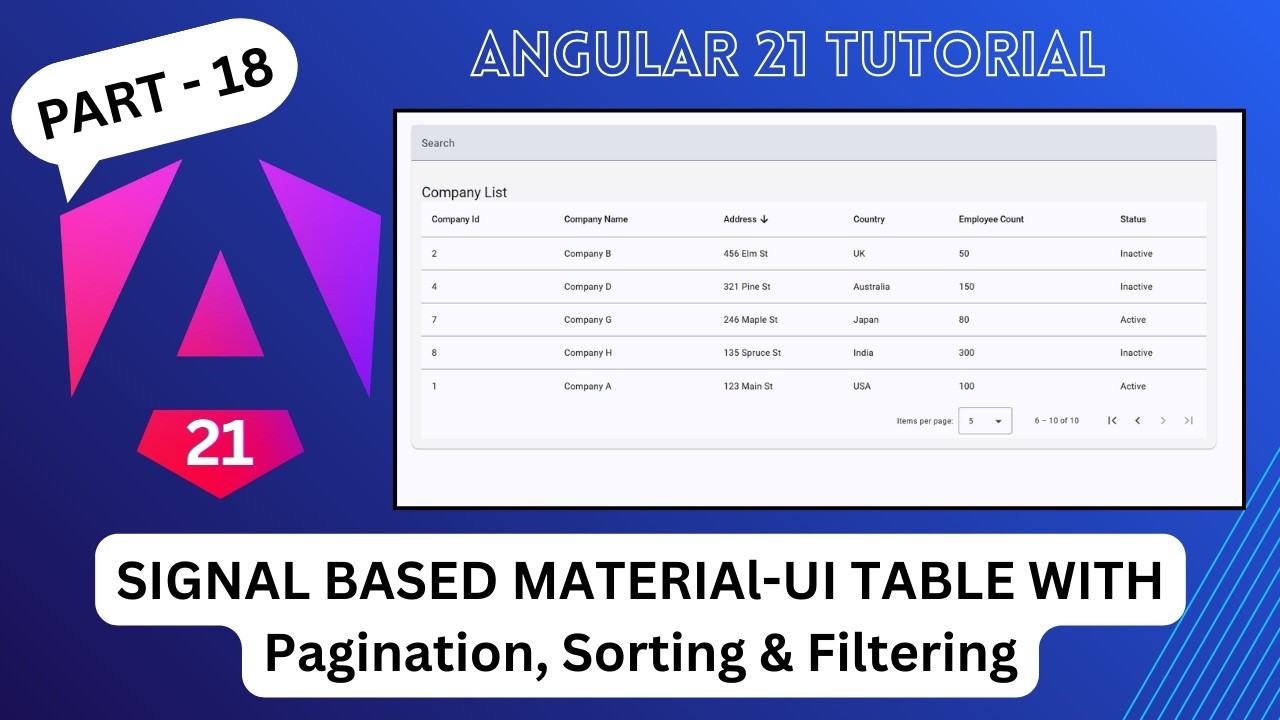Signal based Material-UI table with pagination , sorting and filtering in angular 21