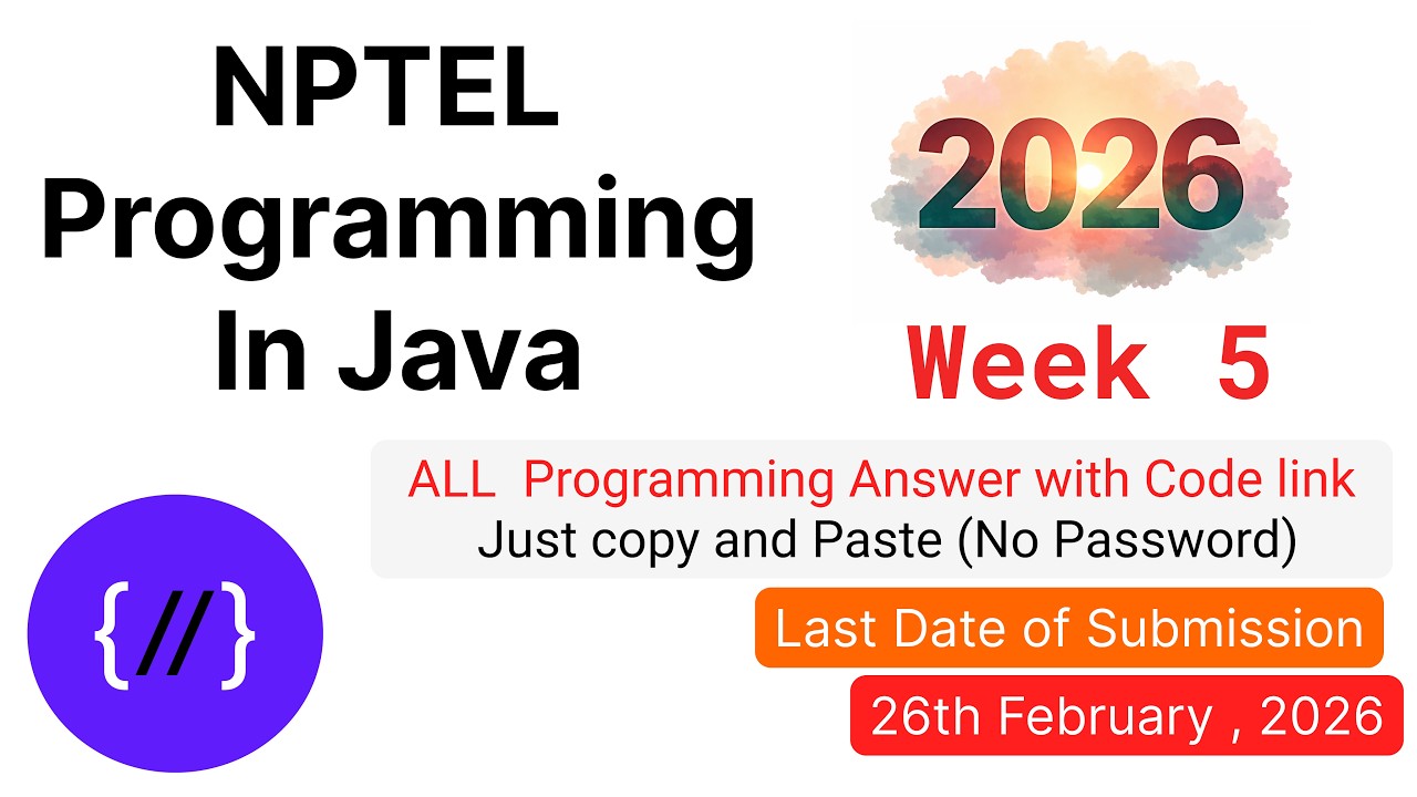 NPTEL Programming in Java Week 5 🔥 All Programming Solutions + Code Link (2026)