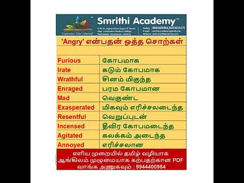 **🔥synonyms of 'angry' with tamil meanings**🔥