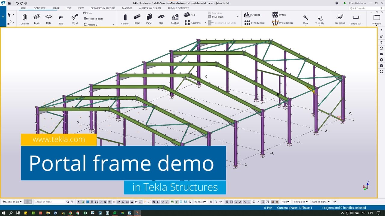 Tekla Structures - 20 minute portal frame modelling