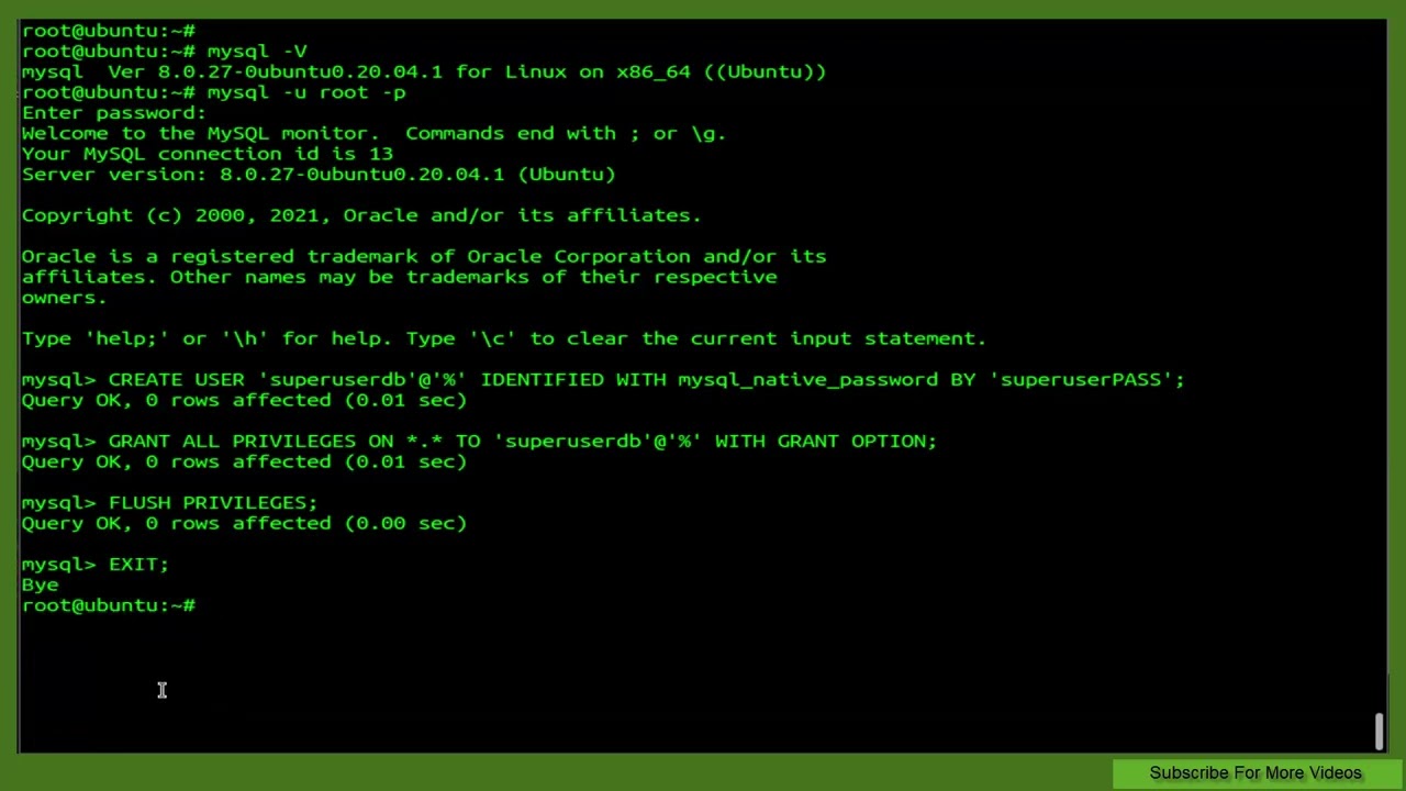 How To Create a Superuser Account in MySQL