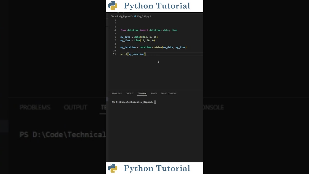 How To Combine Date & Time Variables In Python | Python Tutorial