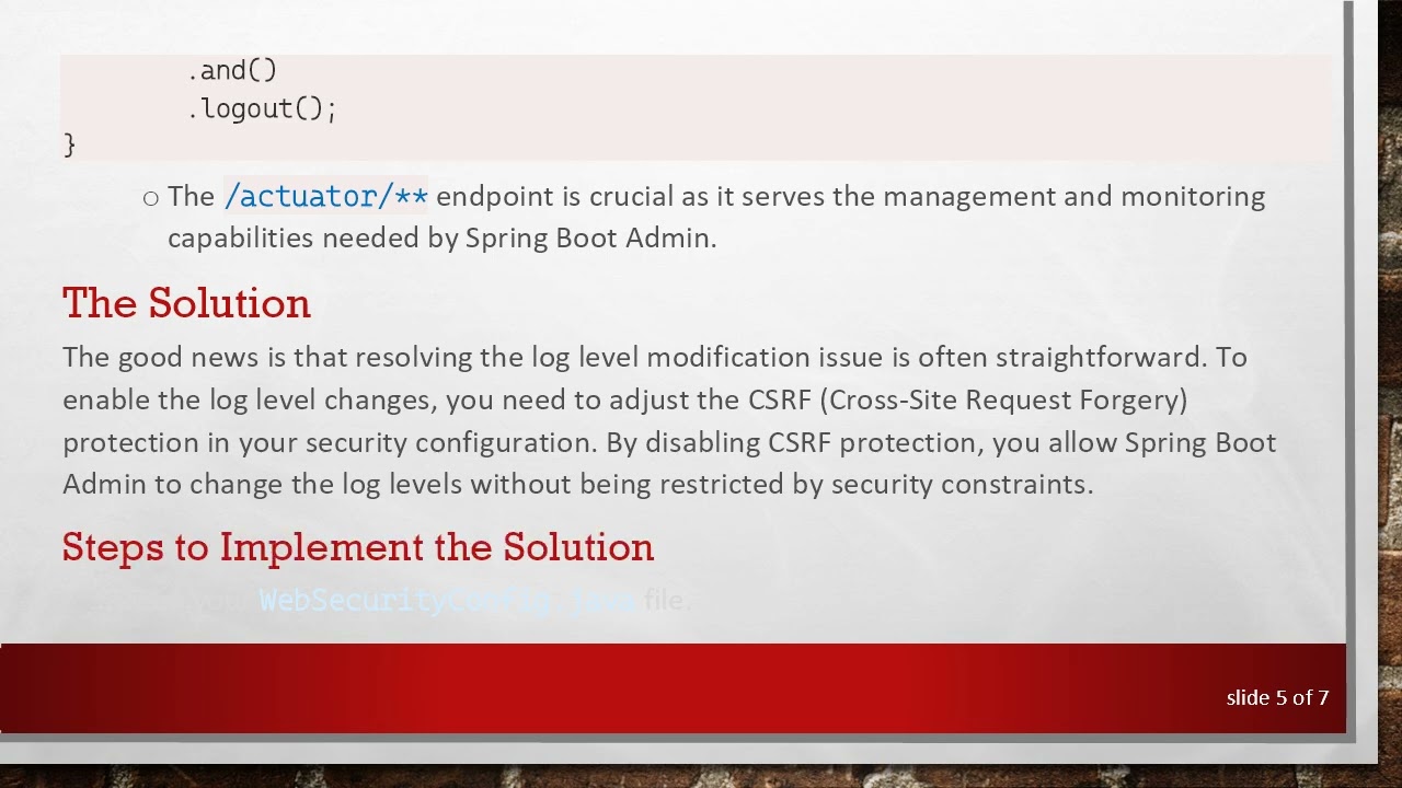 Troubleshooting Spring Boot Admin Log Level Changes