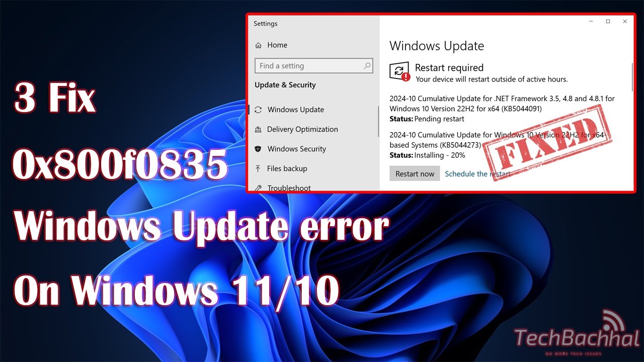 How to Fix 0x800f0835 Windows Update error