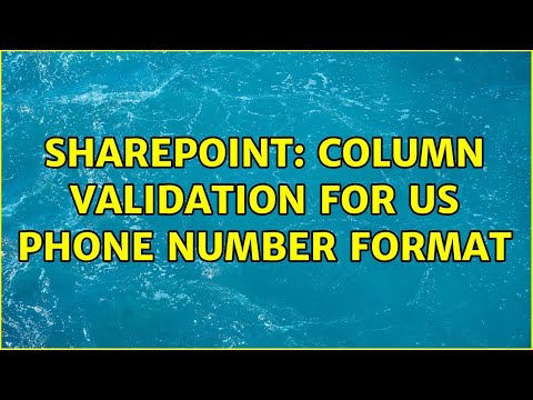 Sharepoint: Column validation for US phone number format