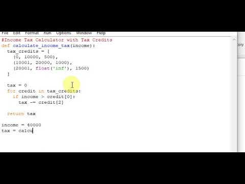 python program to calculate income tax with tax credits. #pythontutor #phython #pythontutorial