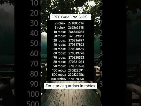 FREE GAMEPASS IDS FOR STARVING ARTISTS IN ROBLOX (if u want to help me)