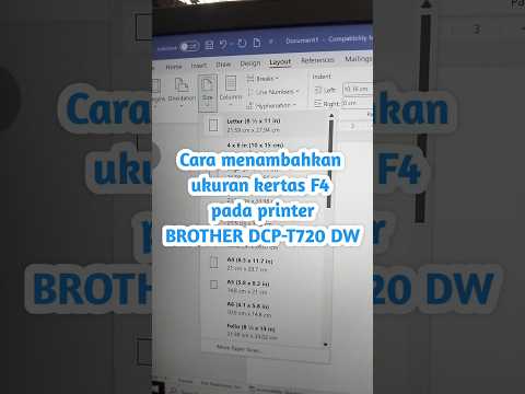 Cara menambahkan ukuran kertas F4 pada printer BROTHER DCP-T720 DW #tutorial #printerbrother