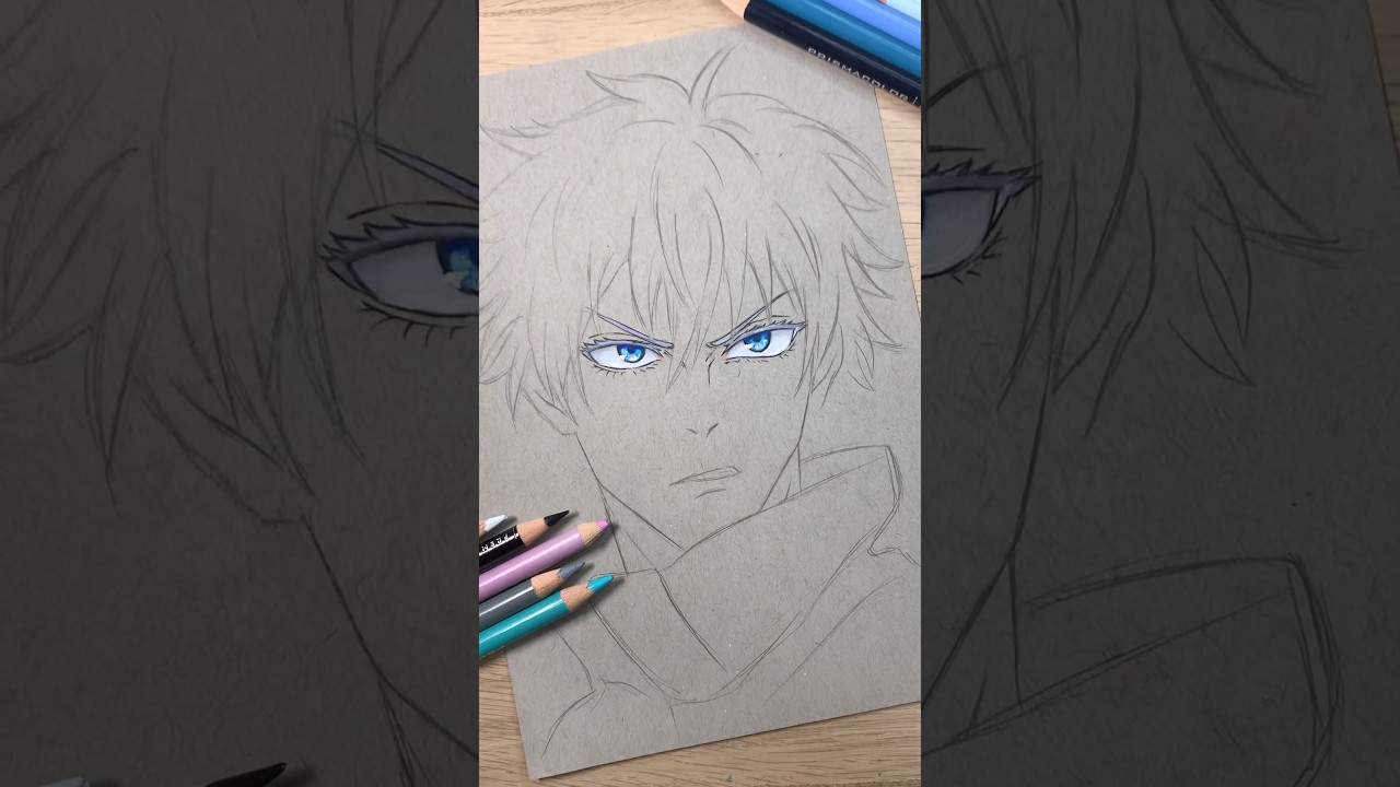 Gojo eyes drawing with coloured pencils #jujutsukaisen #anime #animeart