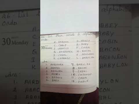 List the words in alphabetical order.