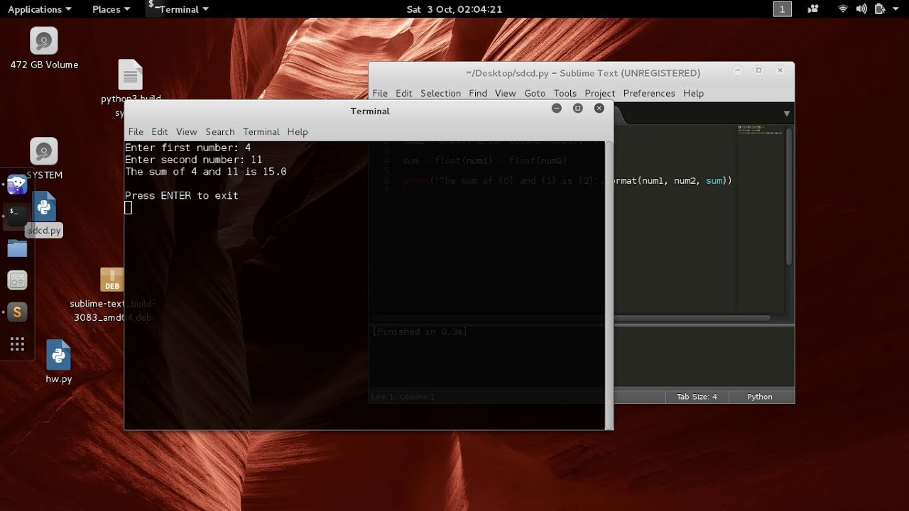How to run basic python programs in the terminal using Sublime Text 3 in Kali Linux