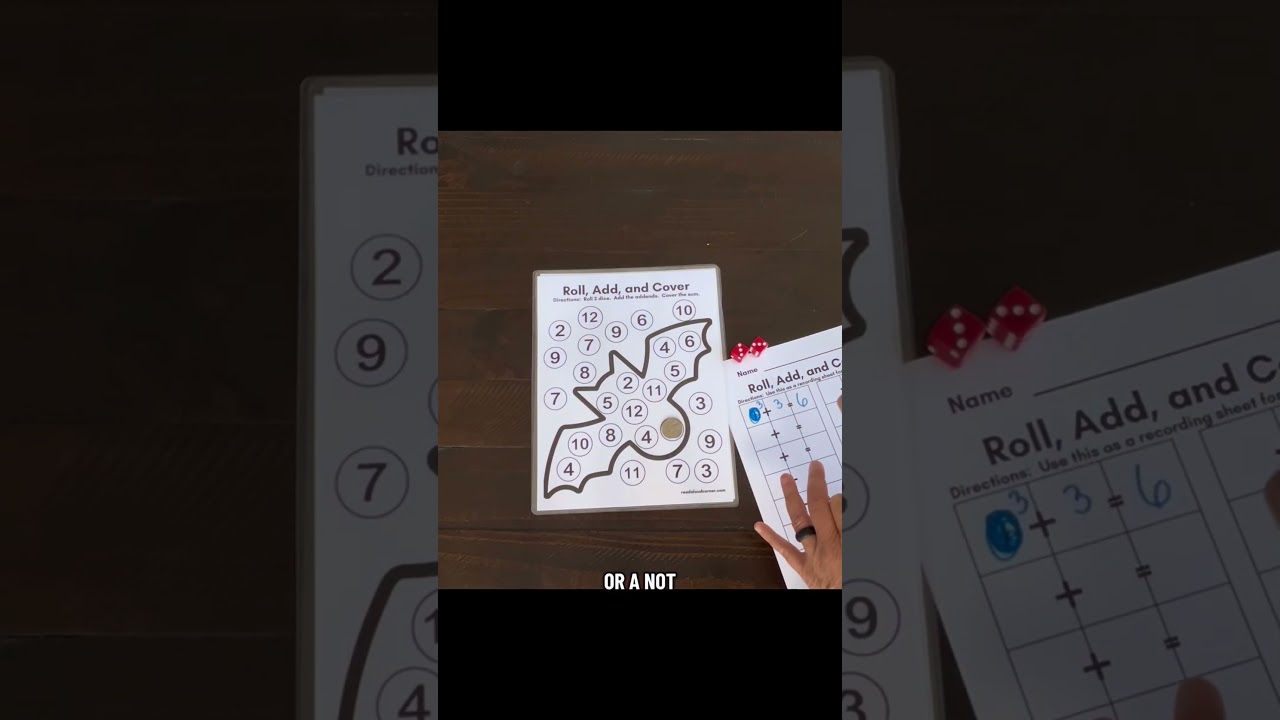 Roll, Add, & Cover Halloween #teacher #education #kindergarten #math #game #numeracy #dice #addition
