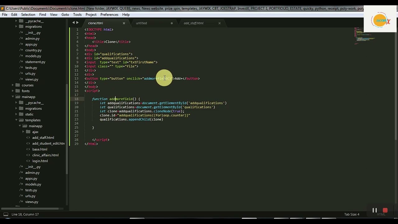 How to clone a div element with javascript