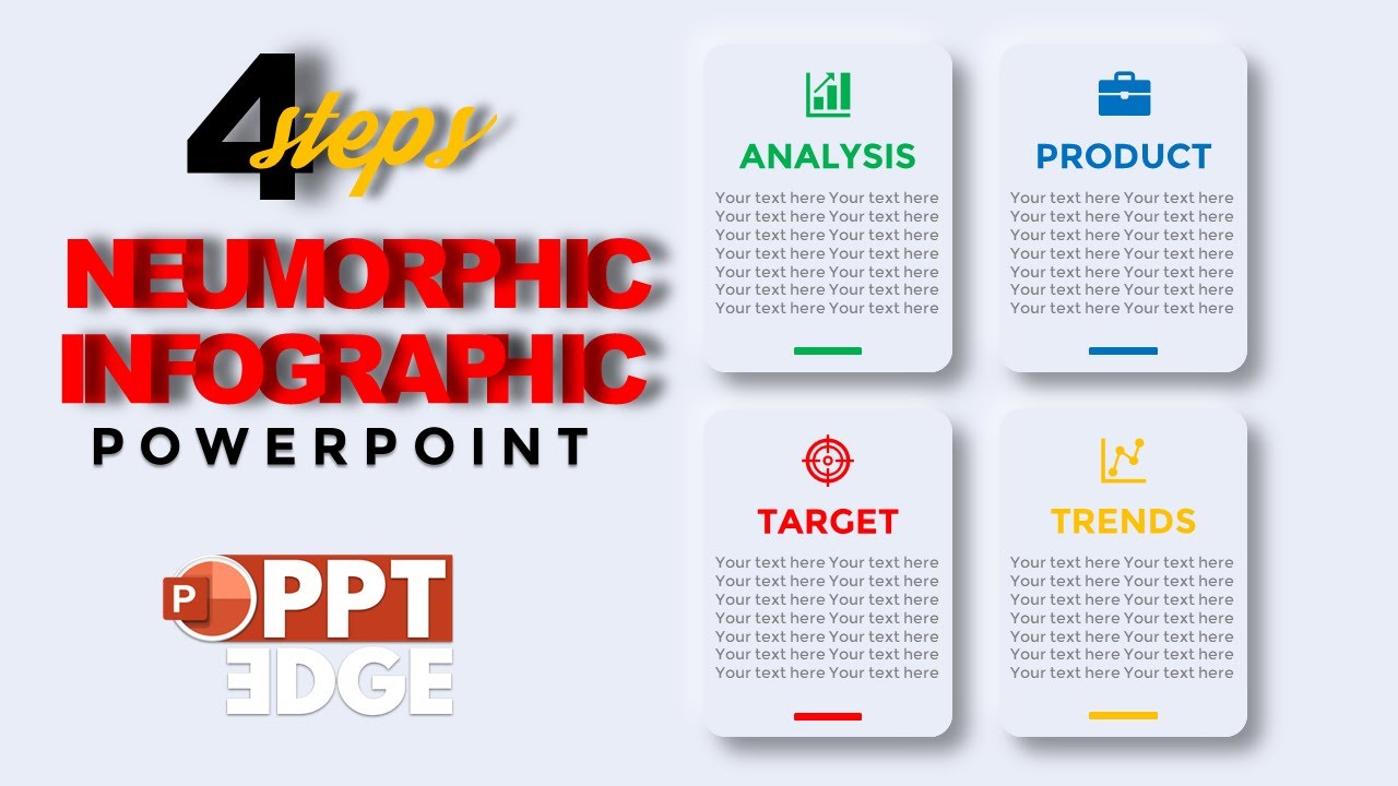 How to Create 4 Steps Animated Neumorphic Infographic in PowerPoint | Chapter 2 | PPT EDGE