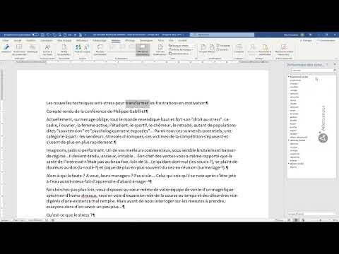 Le dictionnaire des synonymes - Microsoft Word 2019.
