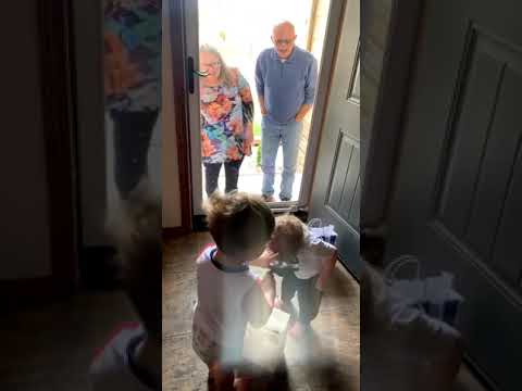 Grandparents Get Excited to See Their Grandchildren Open Up Their Easter Presents - 1115042