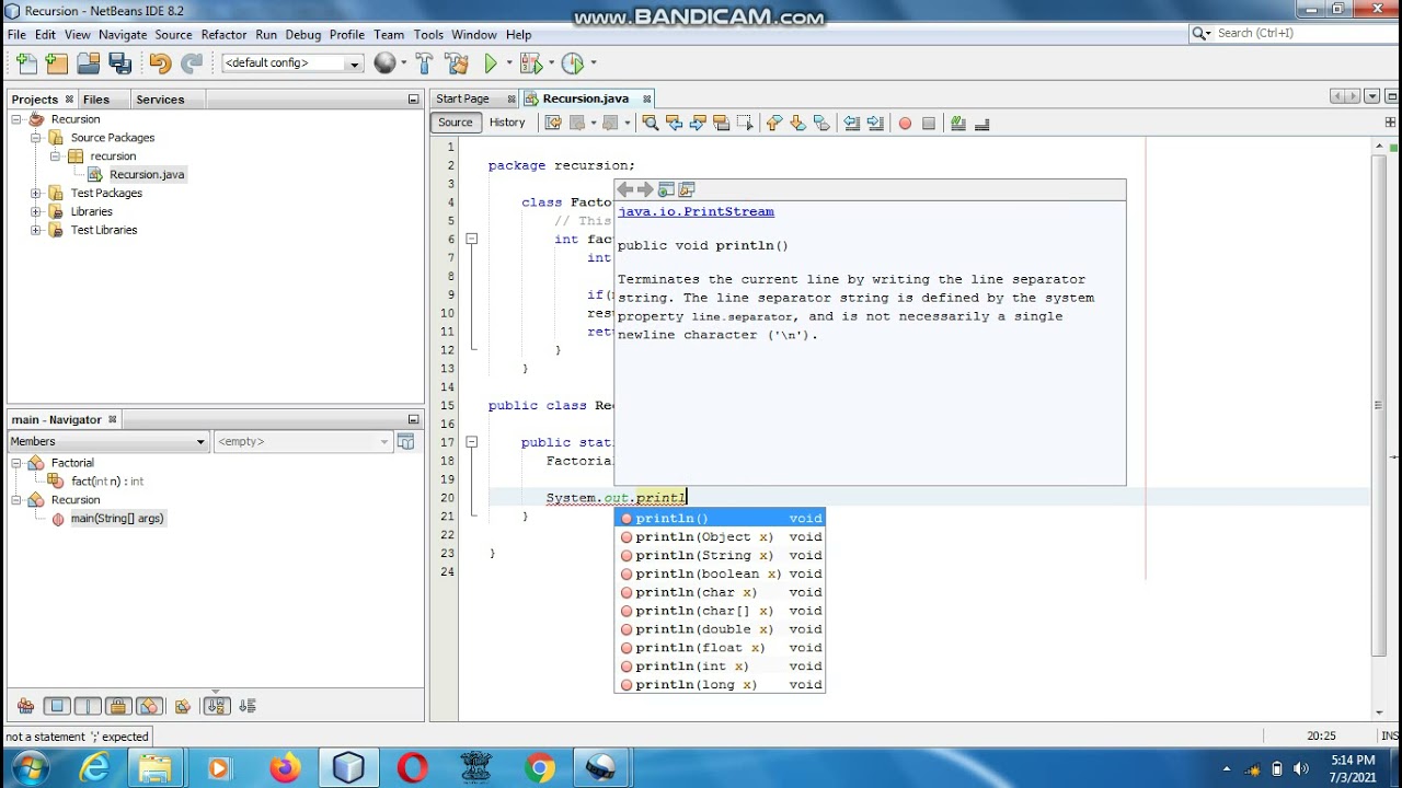 Java the complete Reference Ninth Edition (Chapter 7) Example (9) Recursion
