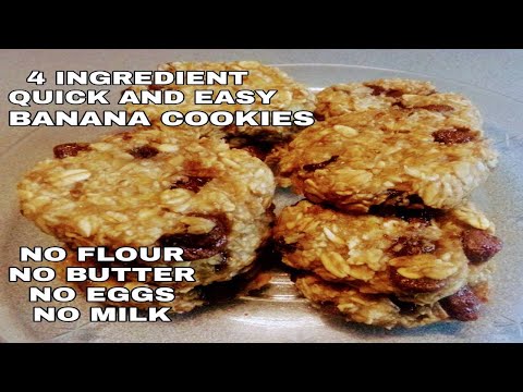 4 Ingredient Healthy Banana Cookies Quick and Easy Oatmeal Chocolate Chip Recipe Step by Step Tips