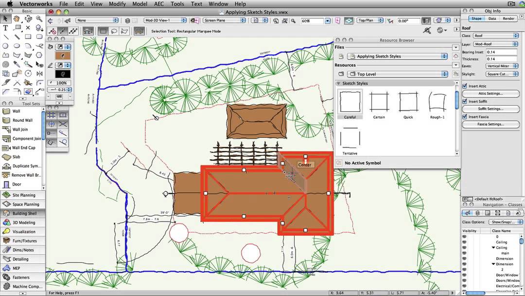 Applying Sketch Styles in Vectorworks
