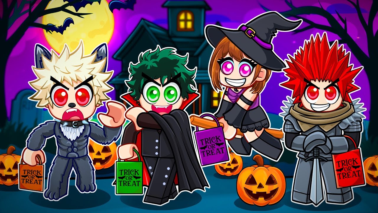 Deku & His Friends Go TRICK OR TREATING In Roblox!