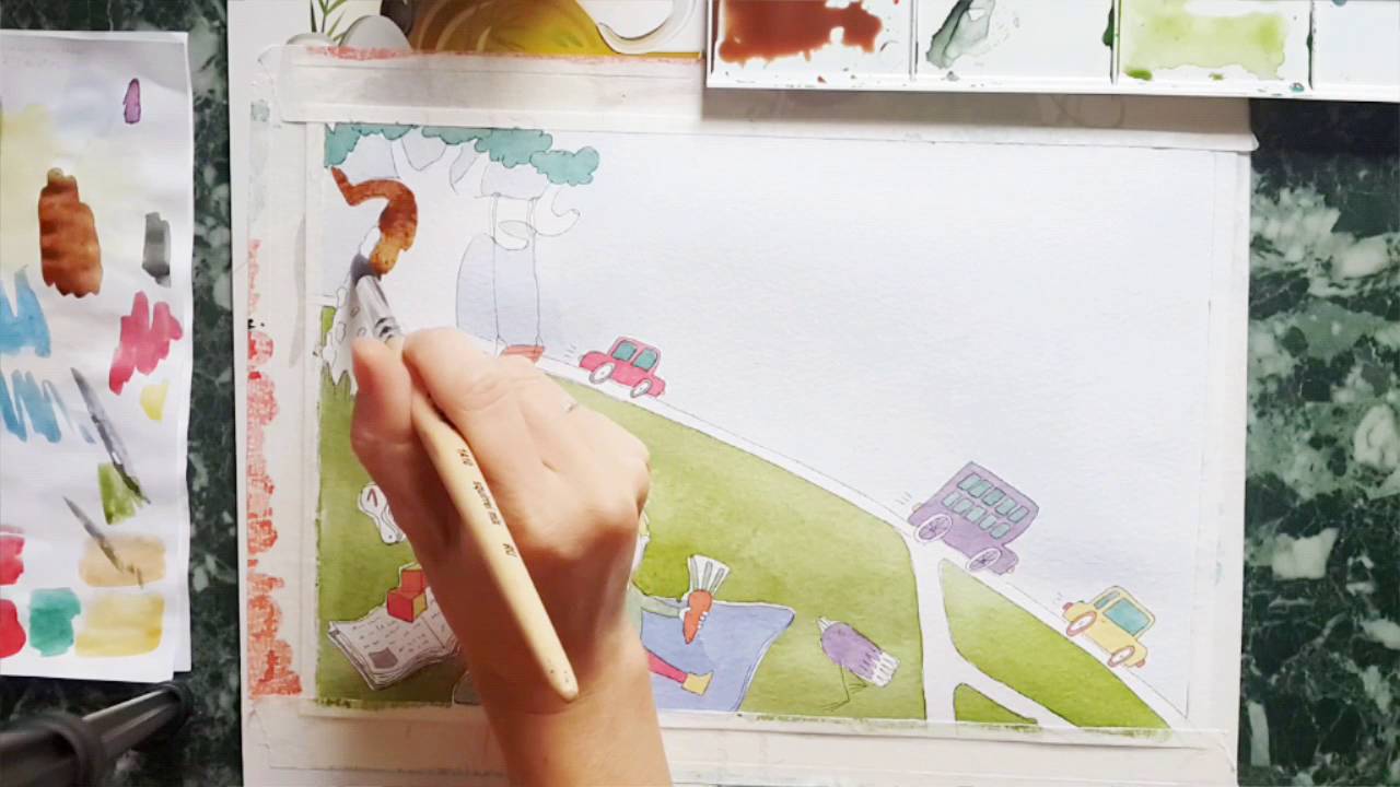 Watercolor drawing: children book illustration