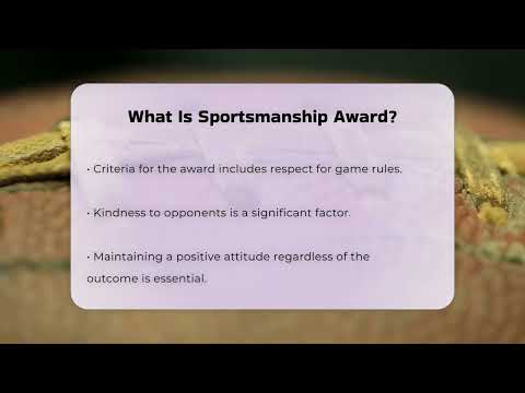 What Is Sportsmanship Award? - The Football Xpert