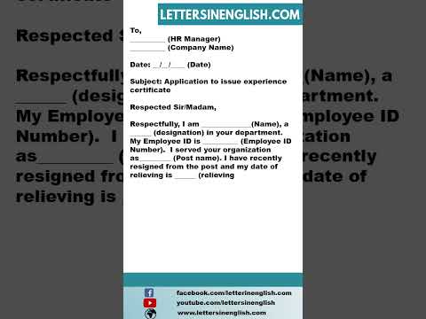 Request Letter for Issuing Experience Certificate