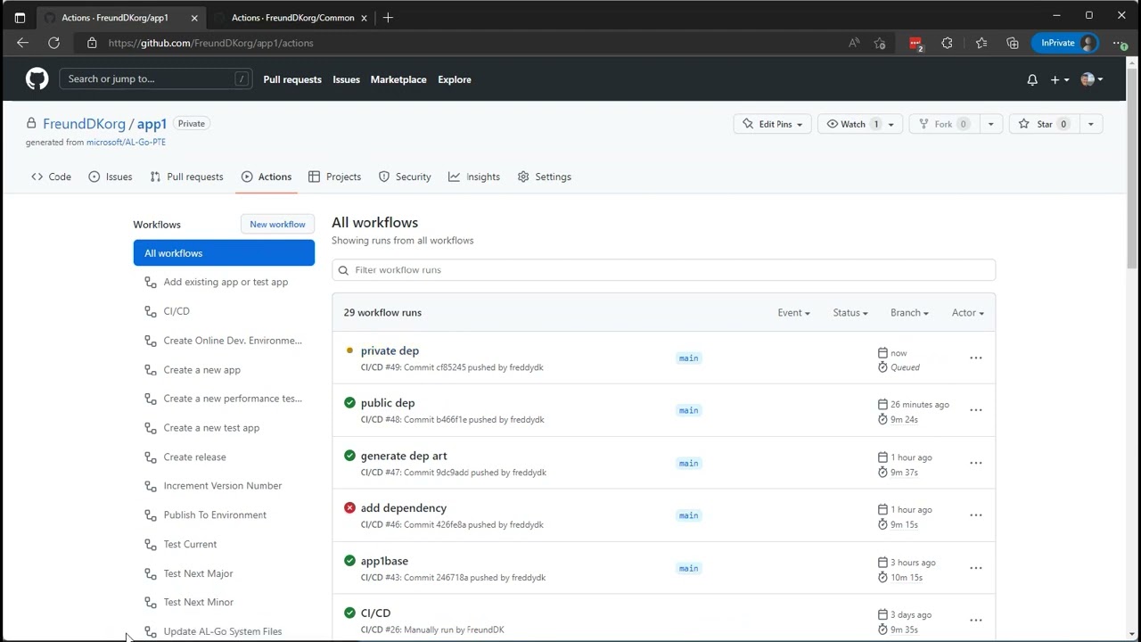 AL-Go for GitHub: Add a dependency to a private 3rd party app
