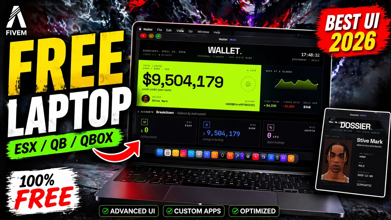 💻 FREE FiveM Advanced Laptop Script – Clean UI + Custom Apps | Fivem Scripts